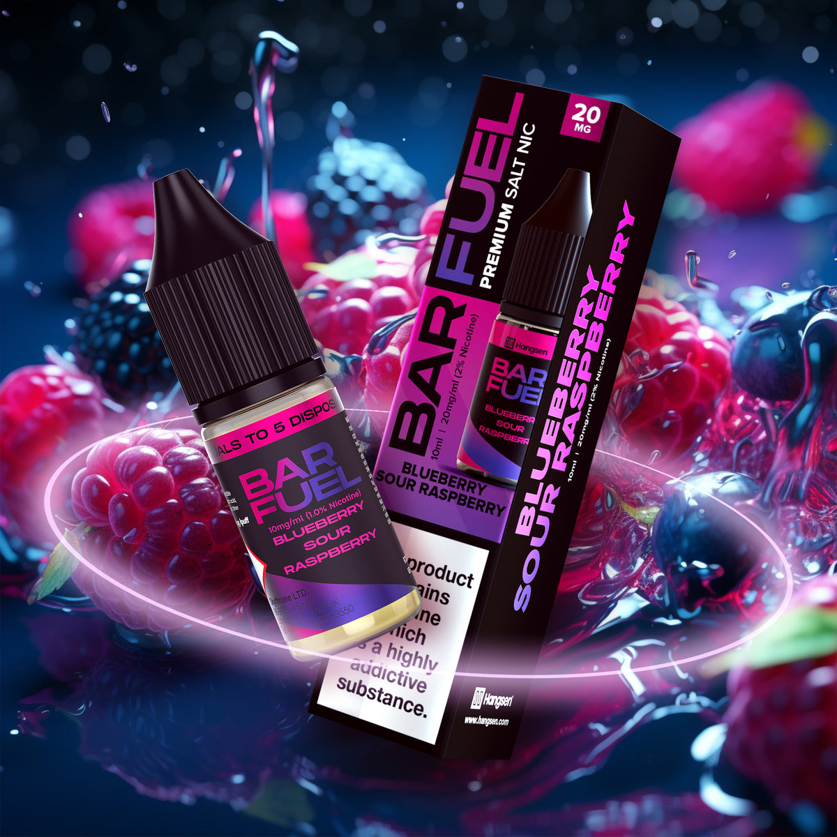 Hangsen Bar Fuel Blueberry Sour Raspberry 10 ml 50:50 Nic Salts E ...