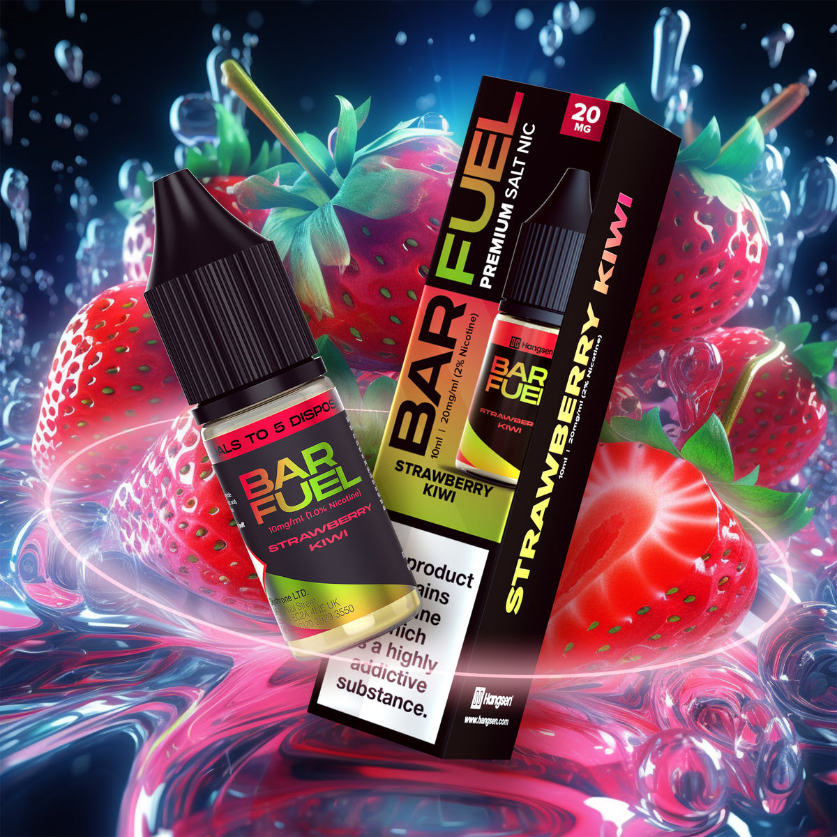 Hangsen Bar Fuel Strawberry Kiwi 10 ml 50:50 Nic Salts E-Liquid ...